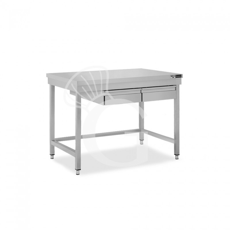 Tavolo inox 2 cassetti L 1100 mm x P 700 mm x H 865 mm