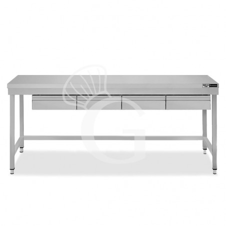 Tavolo inox 4 cassetti L 1900 mm x P 600 mm x H 865 mm