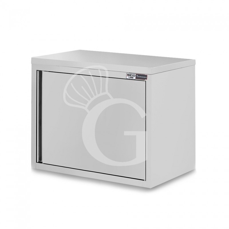 Pensile inox con 1 porta battente, 2 ripiani, L 600 x P 400 x H 800 mm