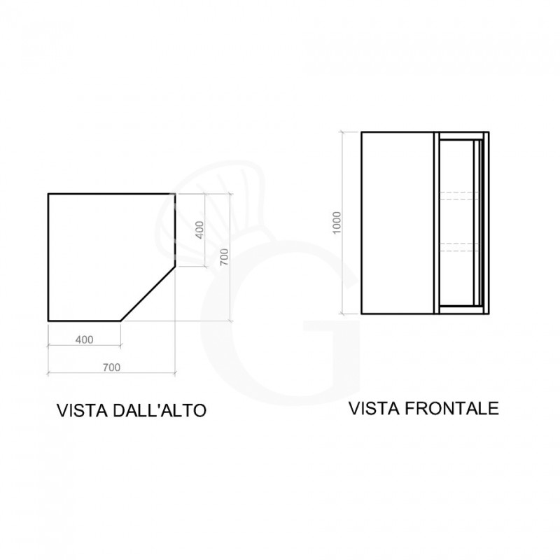 Pensile Inox 1 Porta Battente mis. 700x700xH1000mm