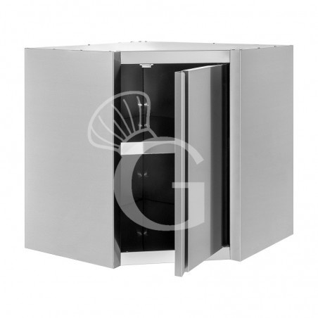 Pensile a angolo con 1 porta battente, 1 ripiano, L 700 x P 700 x H 660 mm
